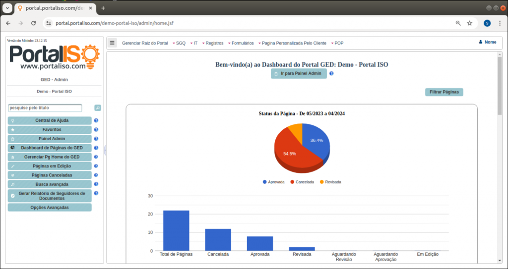 Dashboard GED - Software para Gestão da Qualidade | ISO 9001, PBQP-H e ...